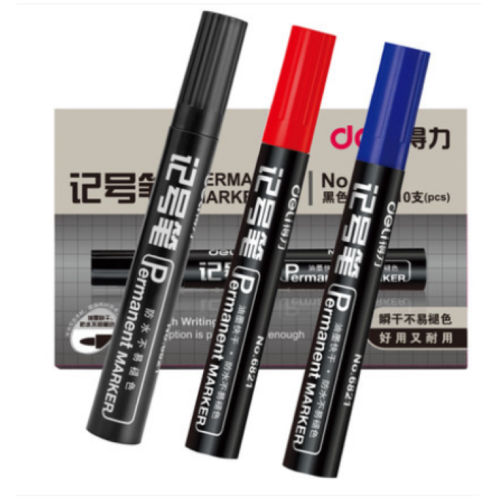 得力(deli)黑色粗头物流油性记号笔大头笔 签名笔马克笔10支/盒6821